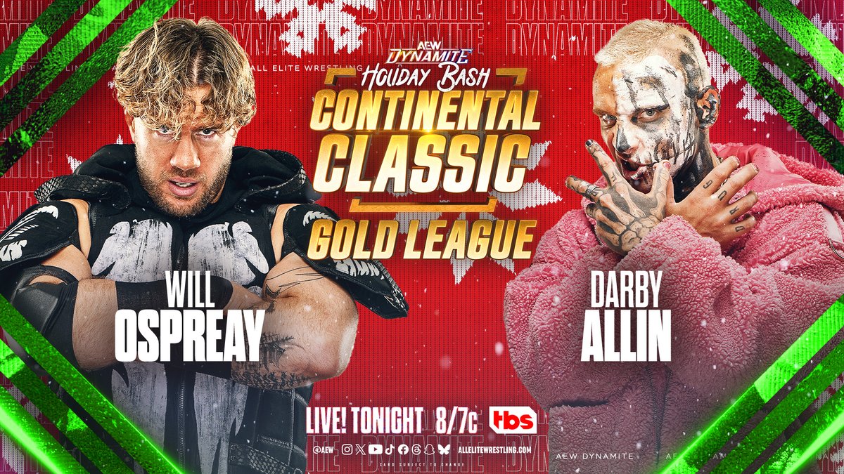 AEW Dynamite Holiday Bash 2024 Results – Dec. 18, 2024 – Will Ospreay vs. Darby Allin, Mercedes ...